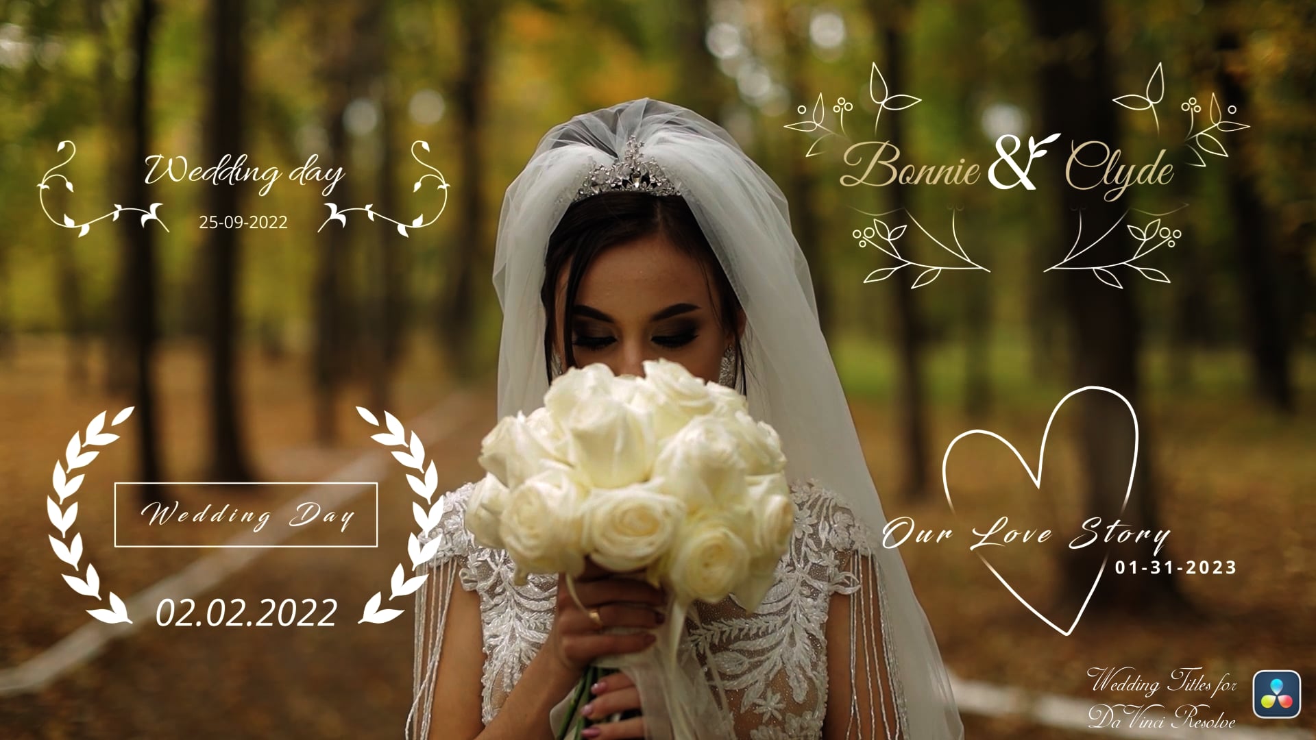 Elegant Wedding Titles for DaVinci Resolve | 30 Templates